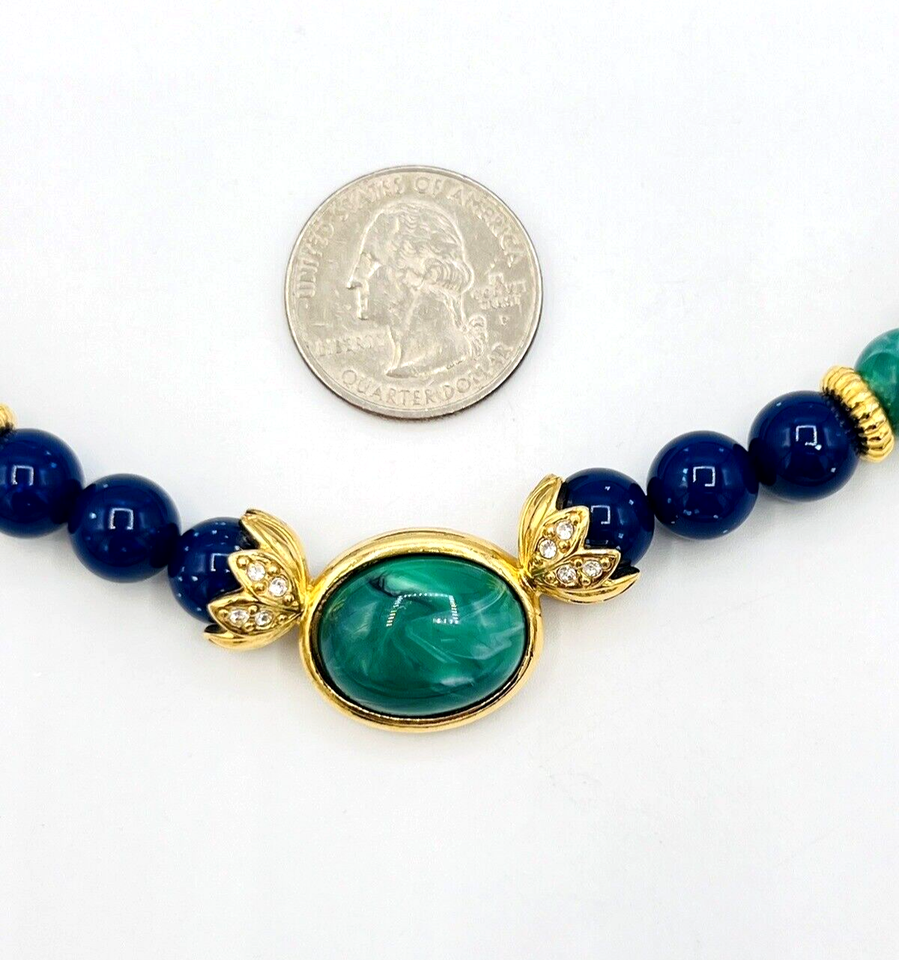 Vintage 1988 Avon Royal Necklace Blue Green | eBay