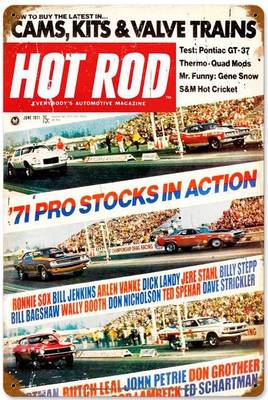 Hot Rod Magazine Drag Racing Pro Stocks 1971 Metal Sign Man Cave Garage ...