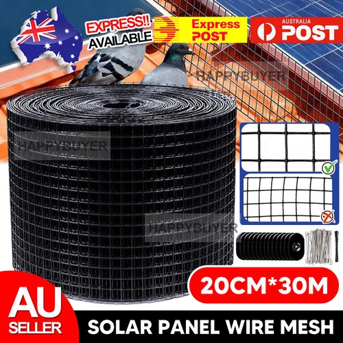Solar Panel Mesh 20cm x 30m PVC Bird Proof Guard Wire Mesh Kit 100PCS ...