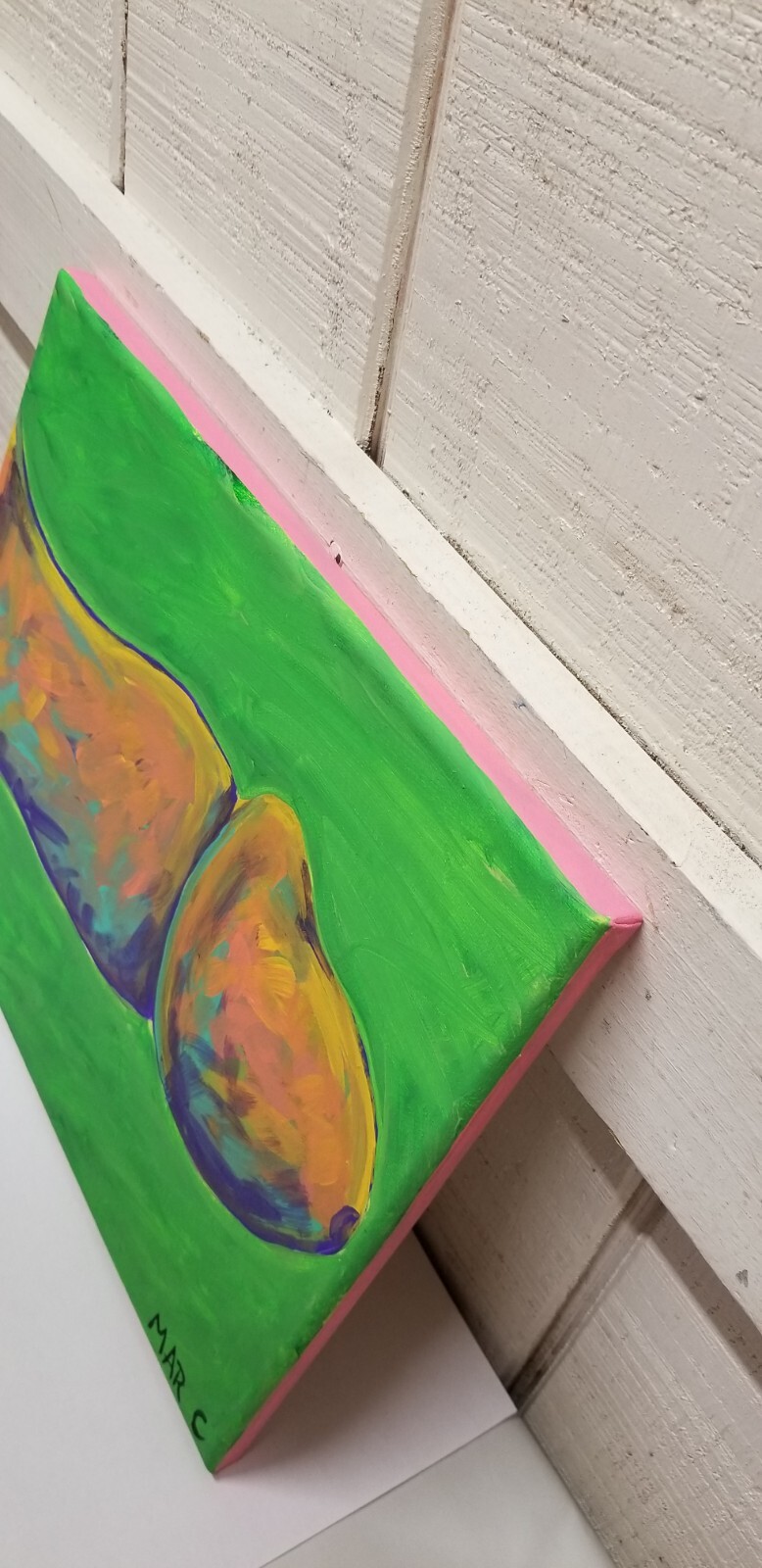 Original Hand Painted Bright Colorful Male Penis Dick Art on 11"x14 ...