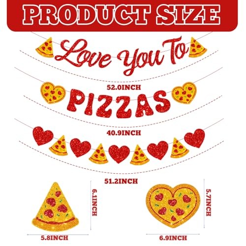 Valentines Day Pizza Party Decorations, Love You To Pizzas Banner and ...