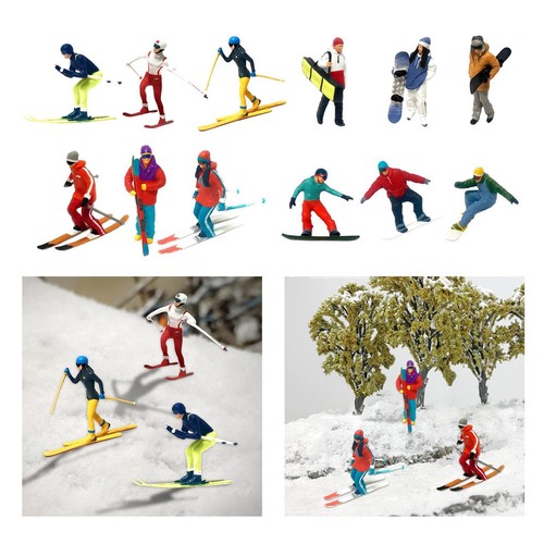 3 Pieces Ho Scale 1/87 Mini Skiing Figure Sand Table Scene Road ...