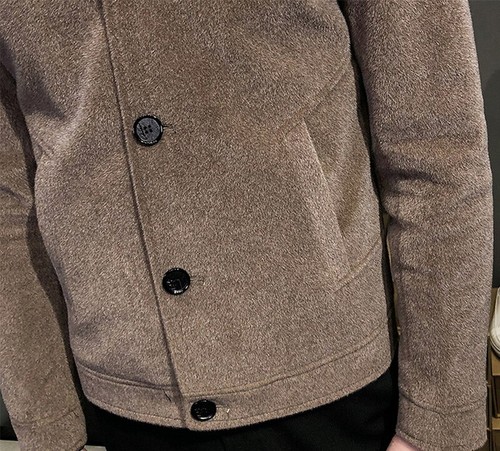 Men Lapel Trench Coat Short Coat Wool Blend Jacket Warm Outwear Chic ...