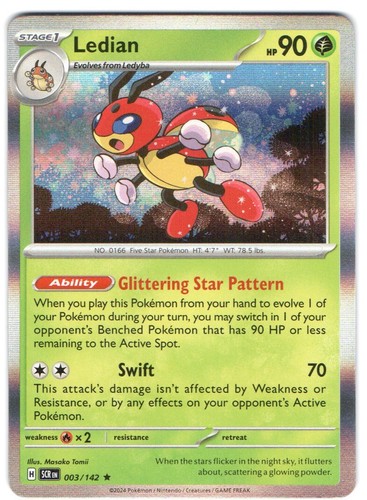 LEDIAN 003/142 STELLAR CROWN SCR POKÉMON RARE HOLO | eBay