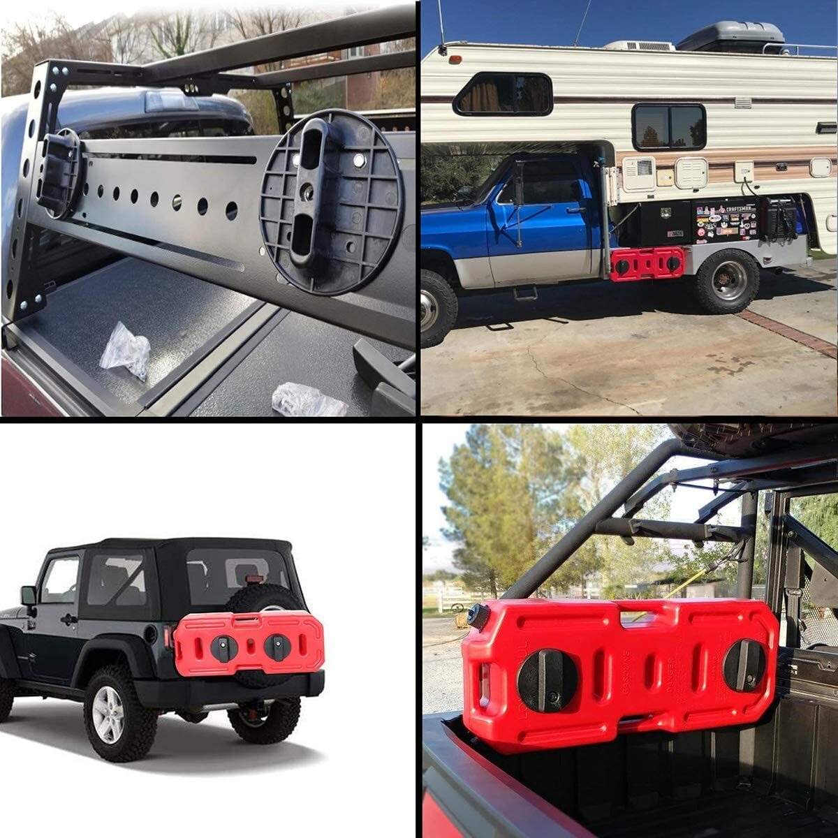 20L 5 Gallon Fuel Tank Pack Mounting Bracket Gas Oil Container Can Lock ...