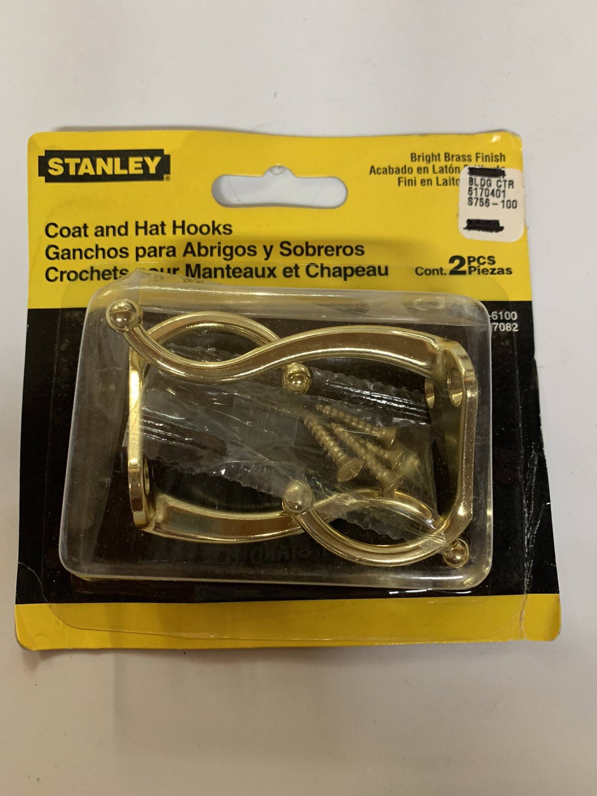 (6) NEW Stanley Coat And Hat Hooks In A Bright Brass Finish (2) Pack | eBay