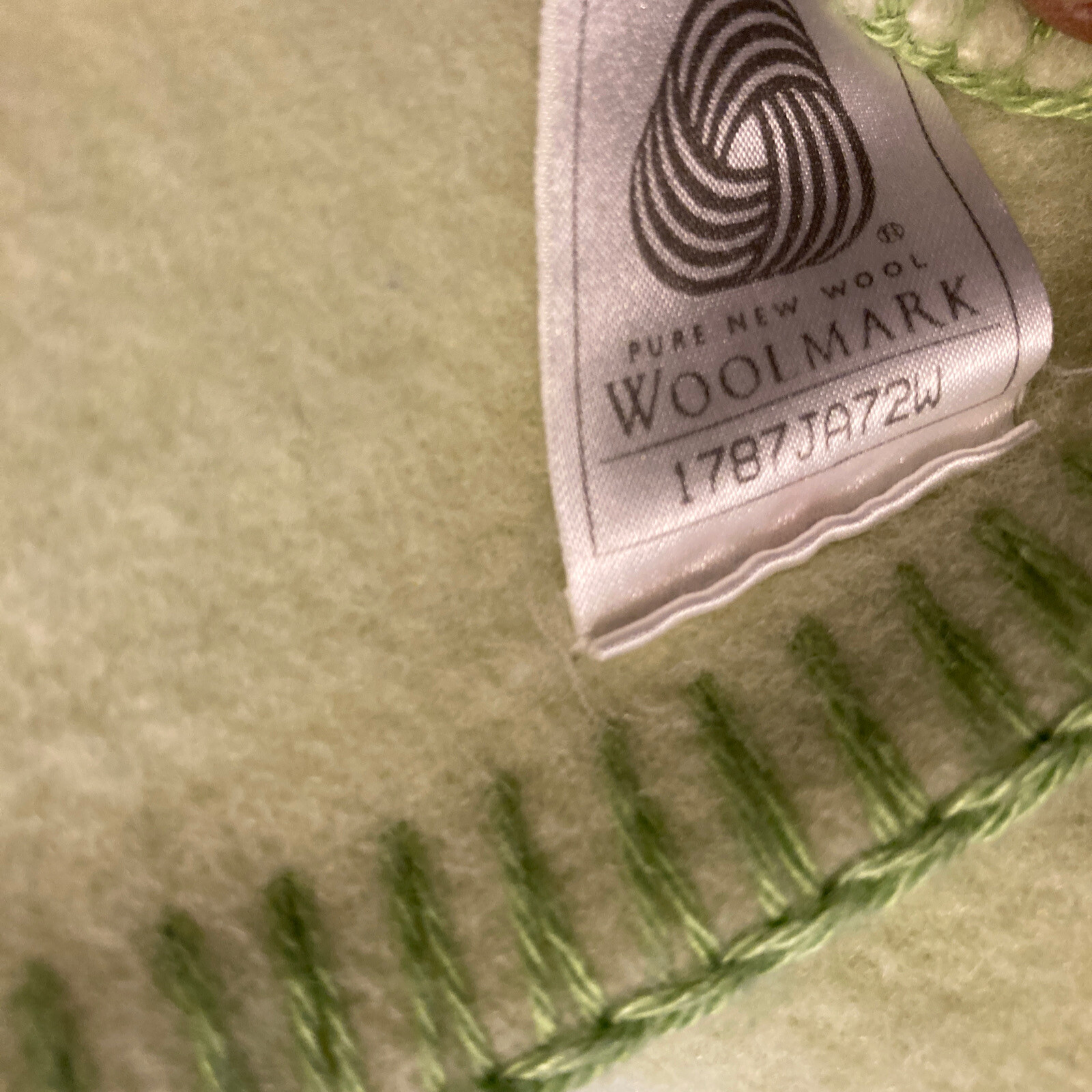 100% Pure New Woolmark Blanket Collection Throw Blanket 78” X 55” Lime ...