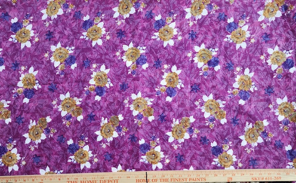 100% Cotton vintage floral Printed soft thin Fabric tela algadon 45" W ...