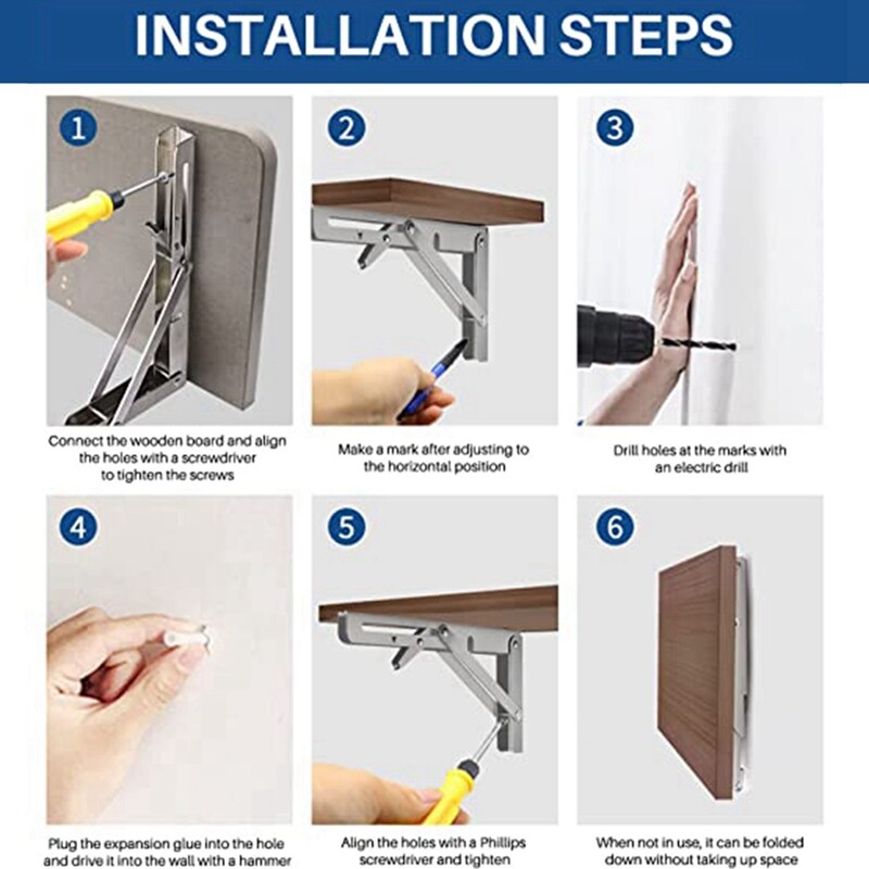 Stainless Steel Folding Triangular Bracket Wall Rack Support Load ...