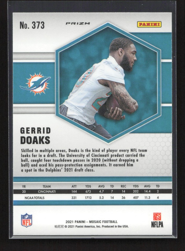 2021 Panini Mosaic Pink Camo Prizm Gerrid Doaks RC #373 Miami Dolphins ...