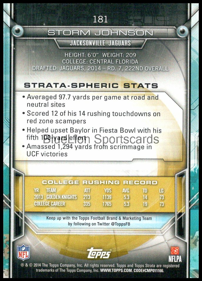 2014 Topps Strata Retail Storm Johnson RC | eBay