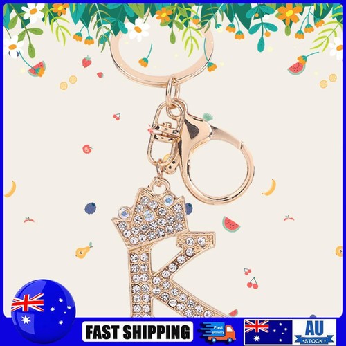 Rhinestone Studded Alphabet K Keychain with Crown for Gifts Purse ...