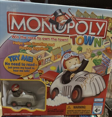NEW SEALED Kids MONOPOLY TOWN Board GAME WIN THE RACE TO OWN THE TOWN ...