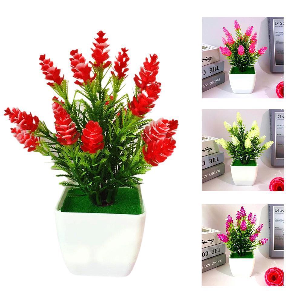 Artificial Rose Bush Tree Potted Plant Pink Faux Flowers Porch Garden ...