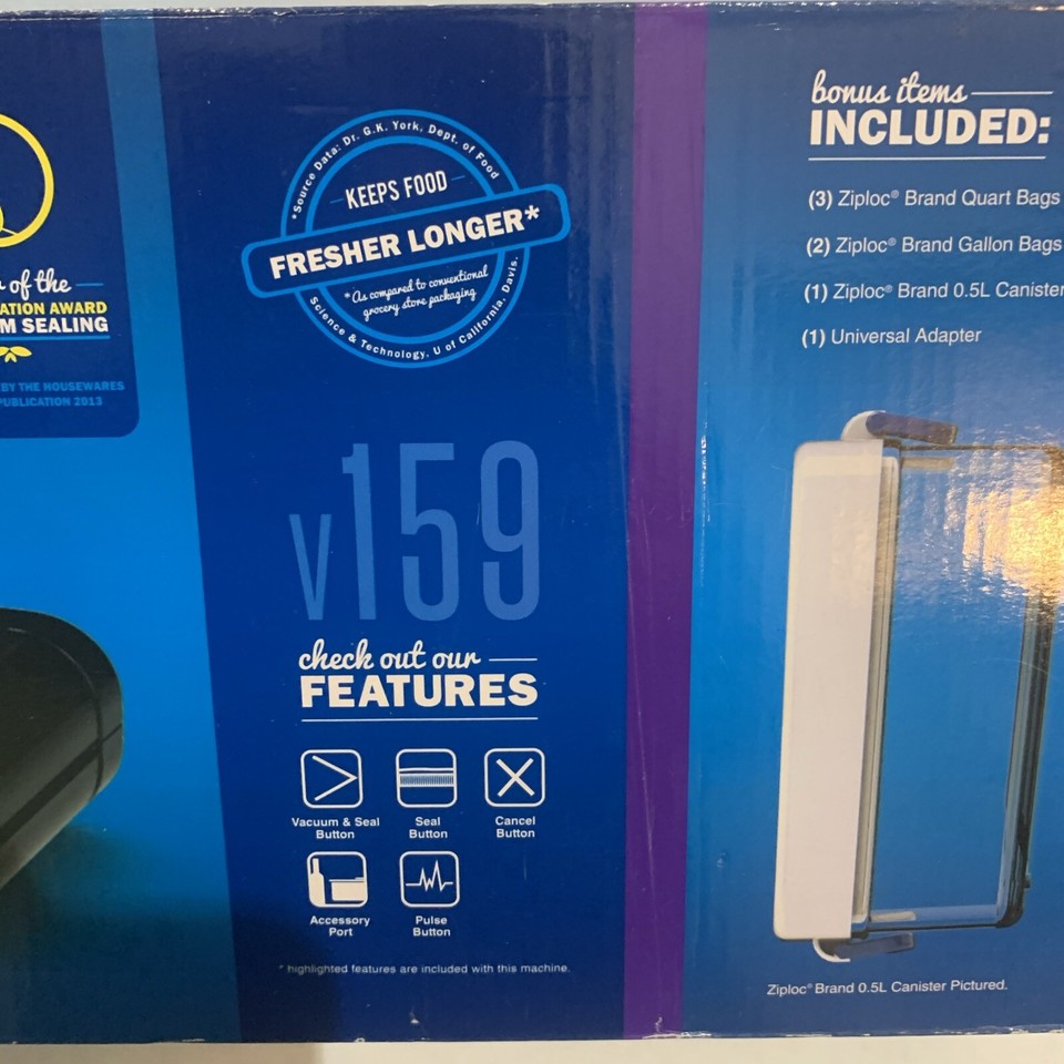 ZIPLOC Vacuum SEALER System Model v159 FOOD SAVER Machine NEW ...