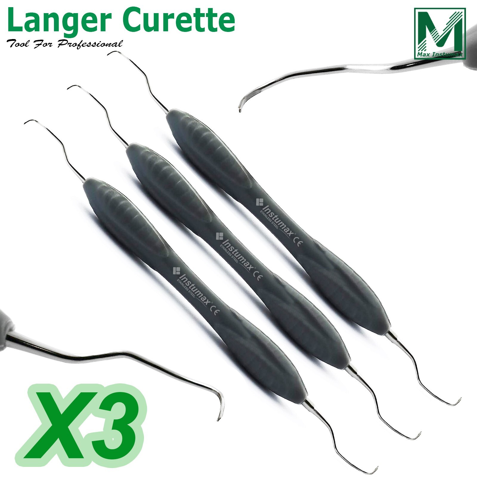 X3 LANGER 1-2 CURETTE PERIODONTAL ROOT| CAVITY REMOVING SCALERS ...