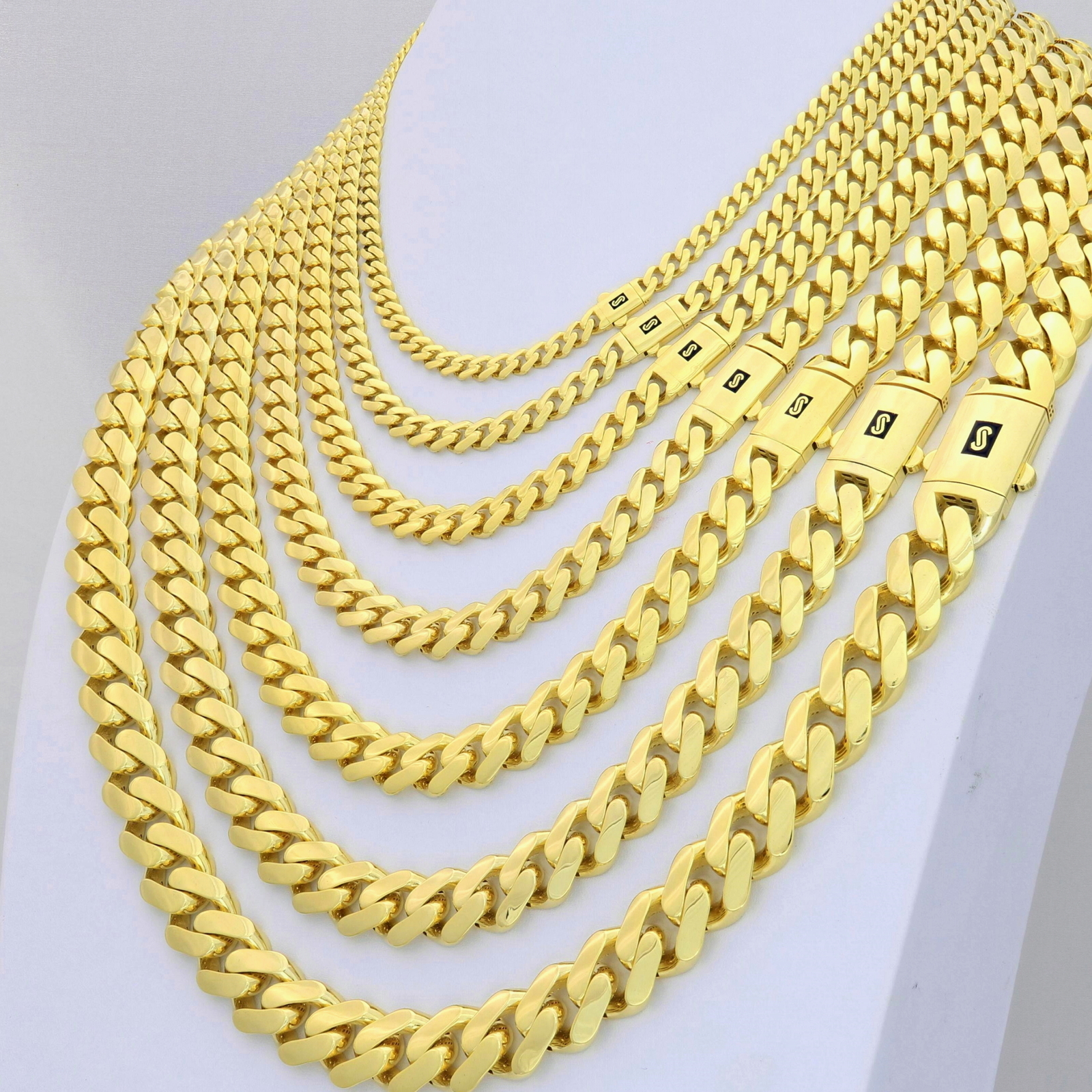 10K Yellow Gold Miami Cuban Royal Monaco Chain 5mm-20mm Necklace ...