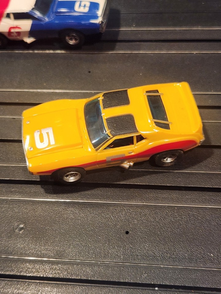 Aurora AFX AMC Javelin TRANS AM #5 Butterscotch Yellow Red HO Slot Car ...
