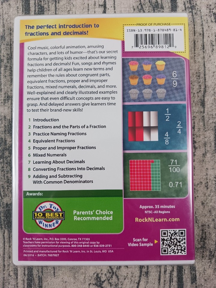 Rock N Learn: Beginning Fractions and Decimals (DVD) NEW & SEALED ...