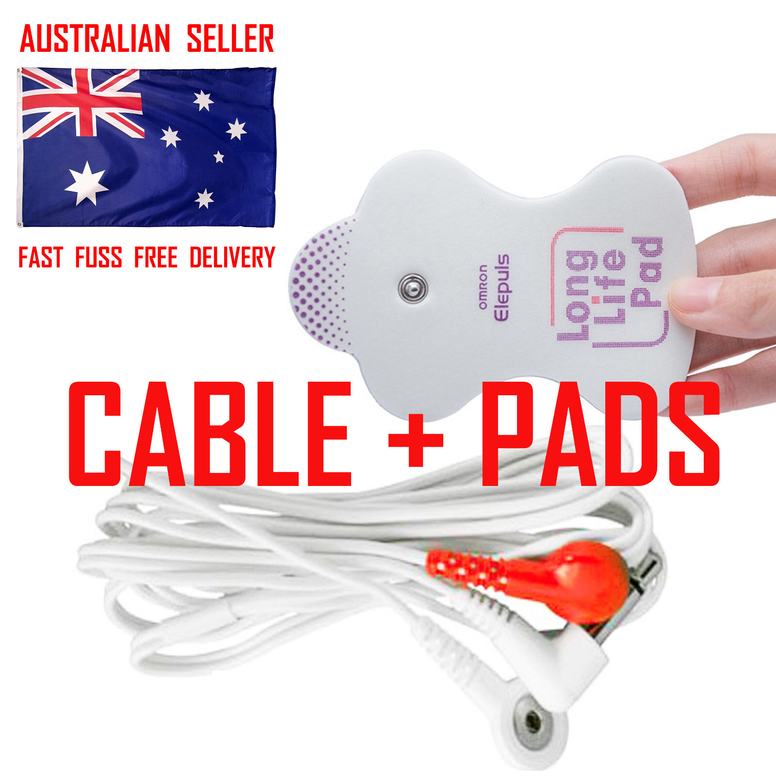 Omron HVF CABLE WIRE LEAD + Omron LONG LIFE GEL PADS - 2 PADS + 1 CABLE ...