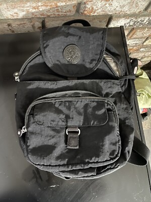 Kipling Queenie Nylon Backpack Black On Black | eBay