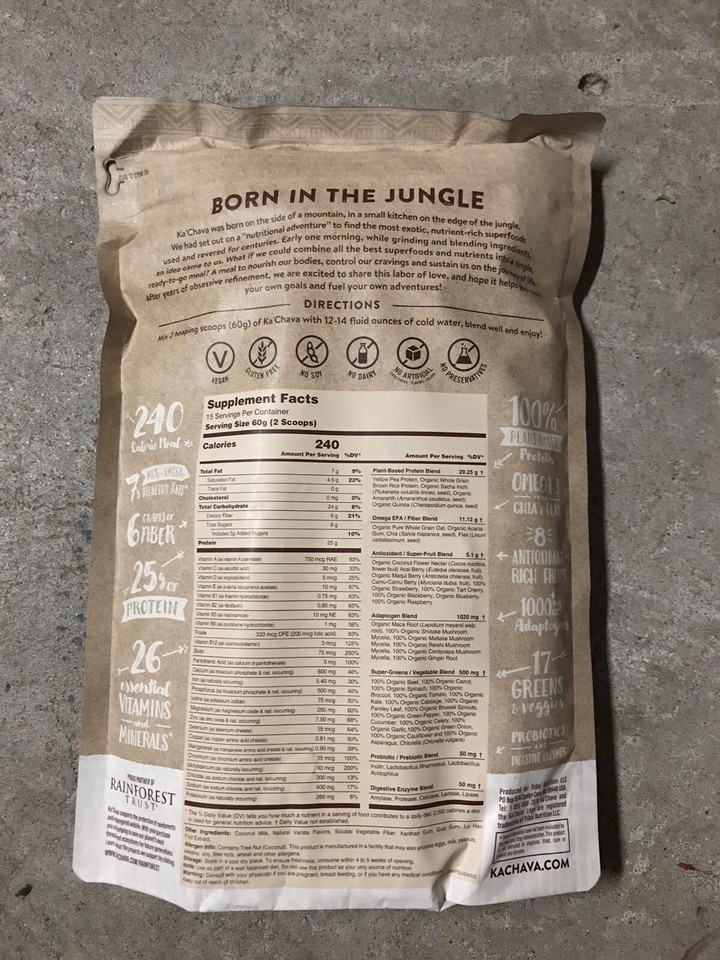 KA’CHAVA Superfood The Whole Body Meal, Vanilla Protein Powder 31.75 OZ ...