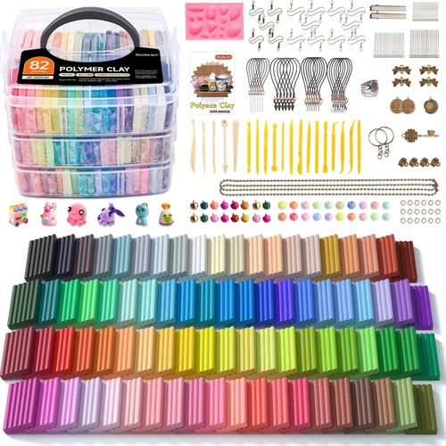 82 Colors Polymer Clay Kit with 19 Clay Tools, 16 Kinds of Accessories ...