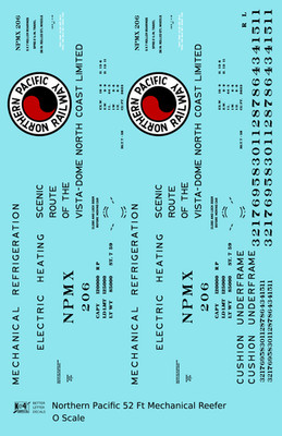 K4 O Scale Decals Northern Pacific 50 Ft Mechanical Reefer Black NPMX ...