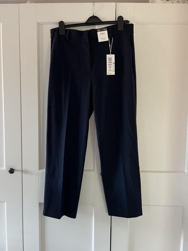Marks and Spencer Straight Leg Trouser - Navy - Elasticated Back - Size ...