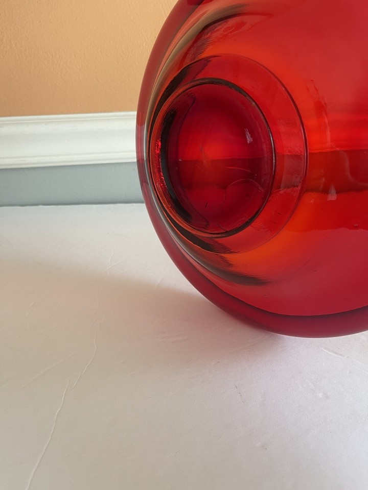 Vintage Large Ruby Red Art Deco Bowl Inverted Lipped Edge | eBay