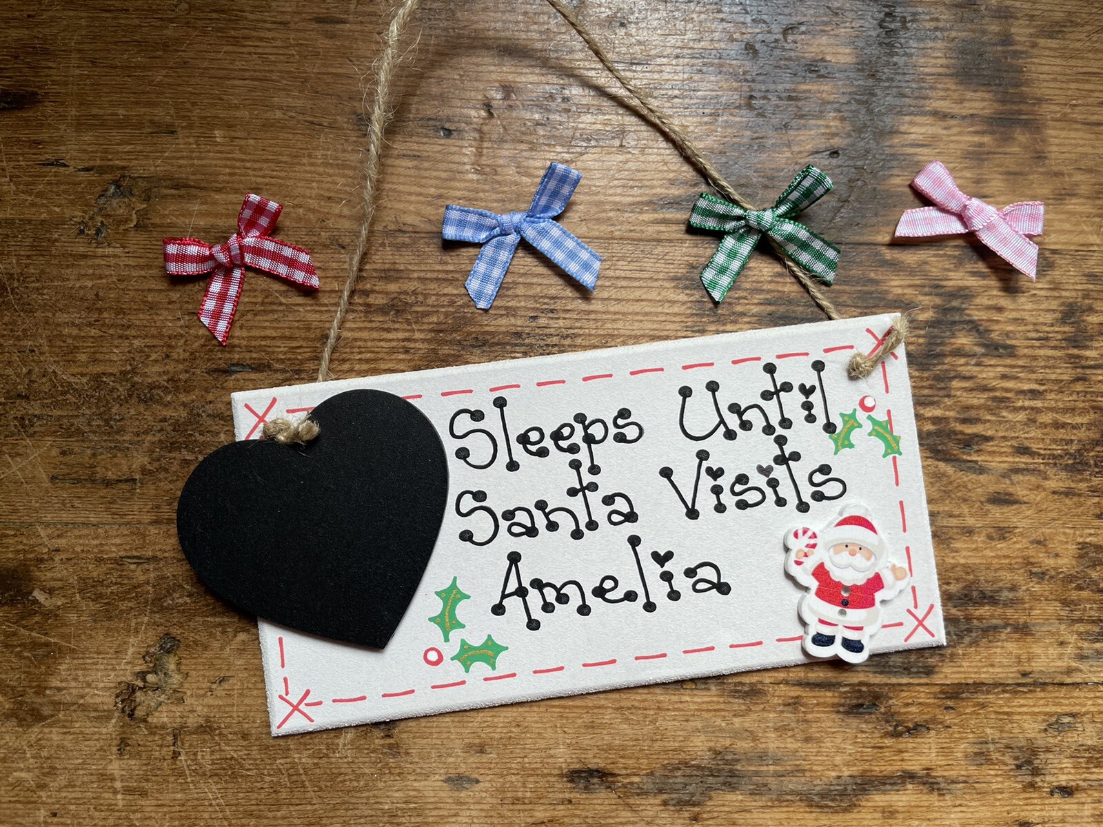 Personalised Christmas Countdown Advent Plaque Sign Sleeps Santa Gift ...
