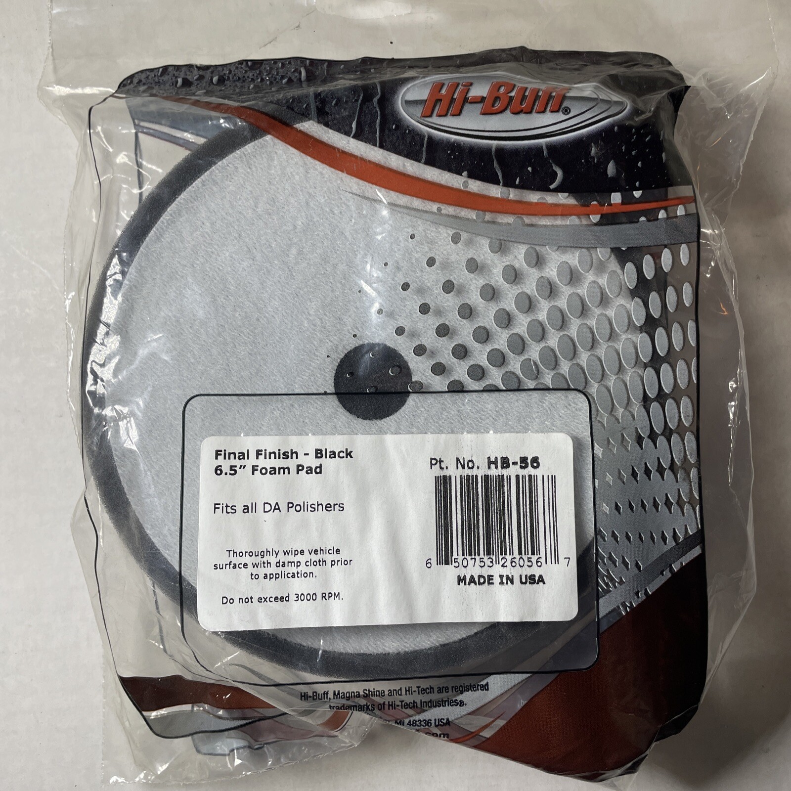 Hi-Buff Final Finish - Black 6.5" Foam Buffing Pad HB-56 by Hi-Tech ...