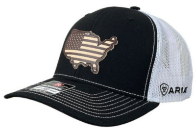 Ariat Mens Hat Baseball Cap Mesh Snap Back R112 USA Flag Patch Black | eBay