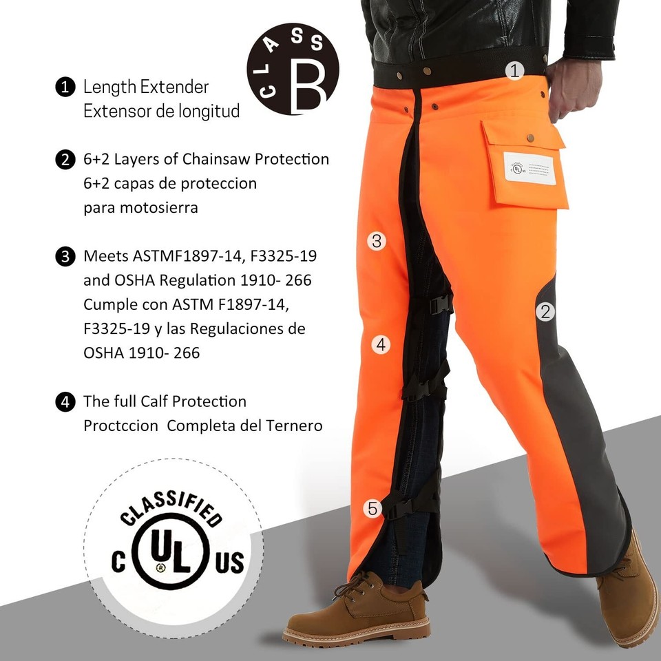 Chainsaw Chaps Apron Wrap 8-layer for Men/Women Loggers Forest Workers ...