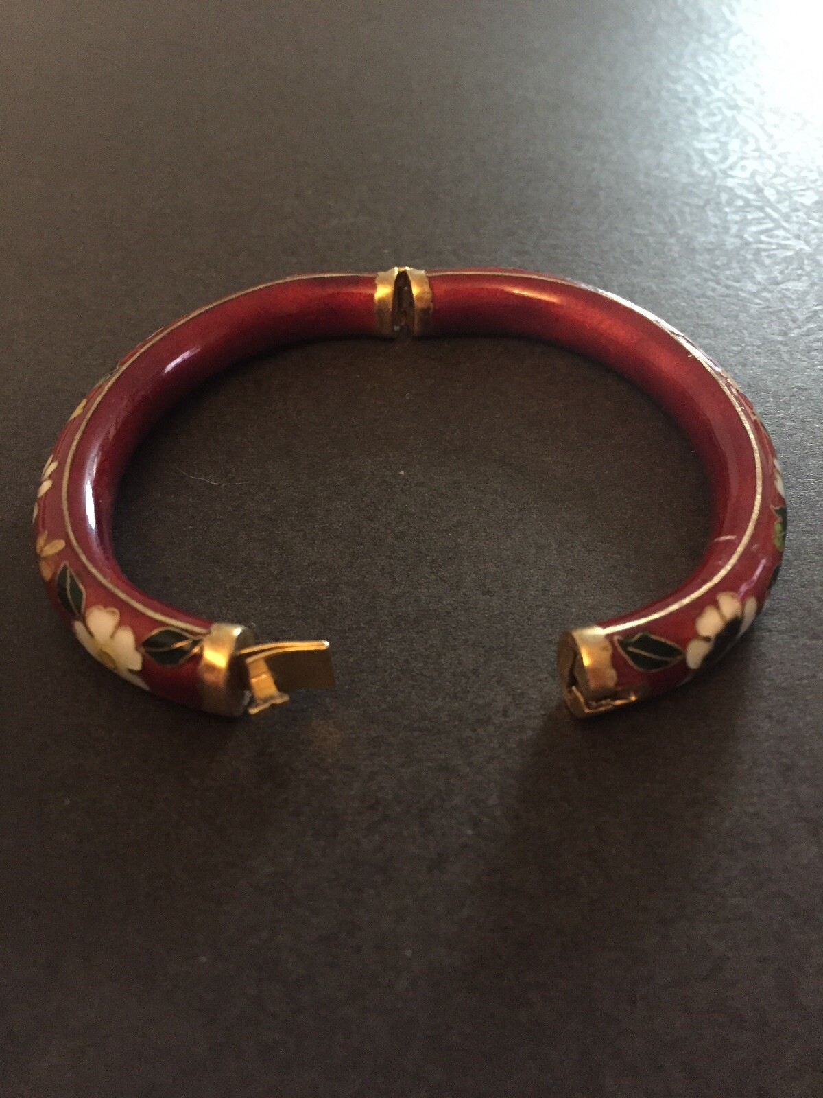 Vintage Chinese Gold Tone Enamel Flower Cloisonne Ban… - Gem