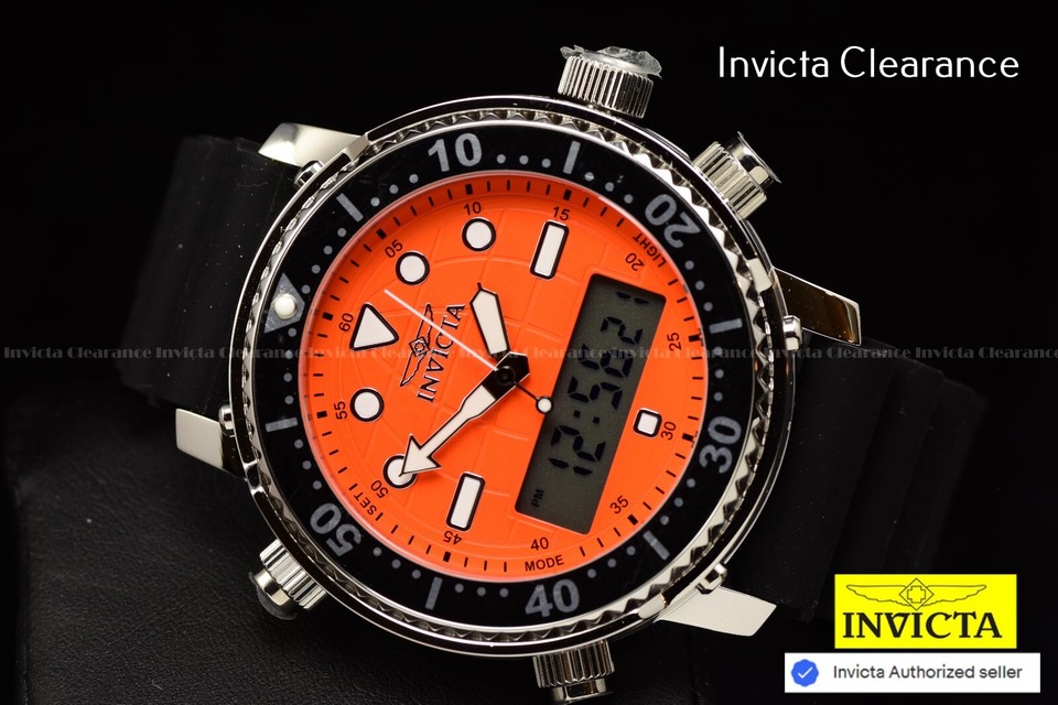 NEW Invicta Pro Diver 47mm LUMINOUS BEZEL Digital Quartz Men's Strap SS ...