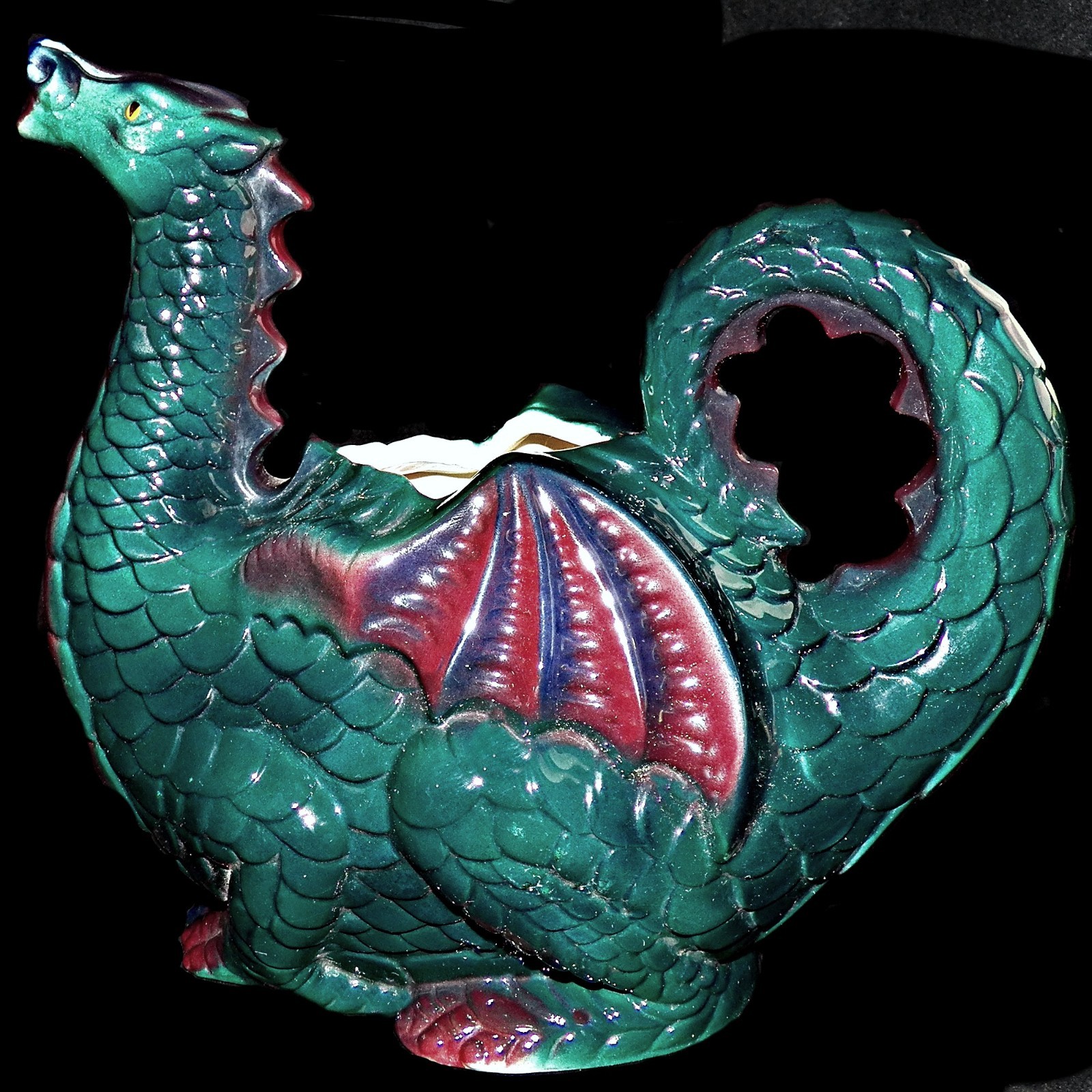 Clay Art Enchantment San Francisco 1990 Teal Whimsical Gothic Dragon ...