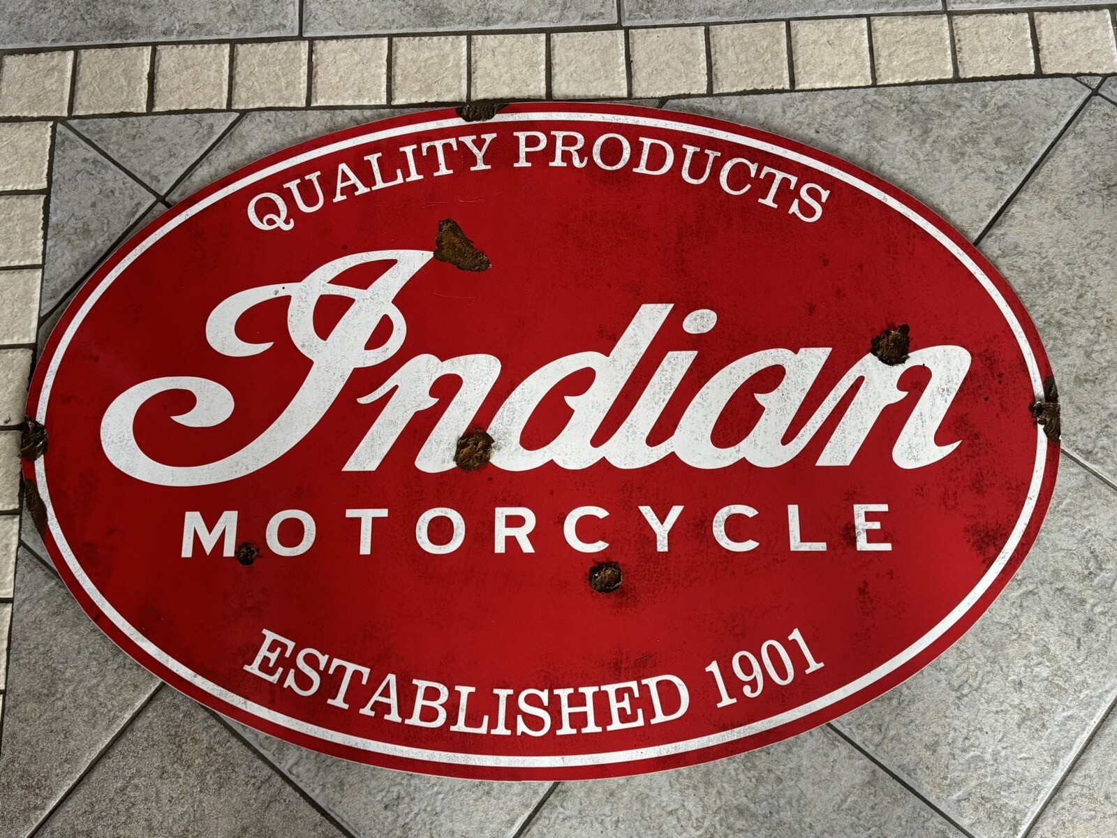 antique barn find look Indian Motorcycles Dealer Sales Service Sign | eBay
