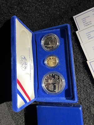 1986 US Mint Liberty Commemorative 3-Coin Silver and Gold Proof Set | eBay