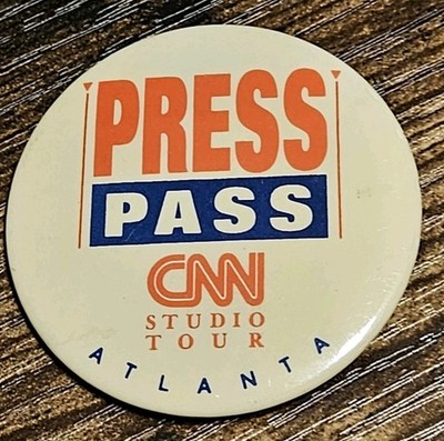 Vintage CNN Press Pass Atlanta Studio Tour Celluloid Button | eBay