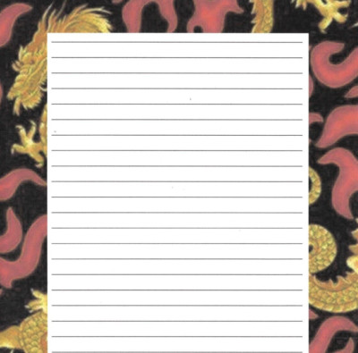 20 Sheets 5 Envelopes A5 Letter Writing Set: Dragons oriental red gold ...