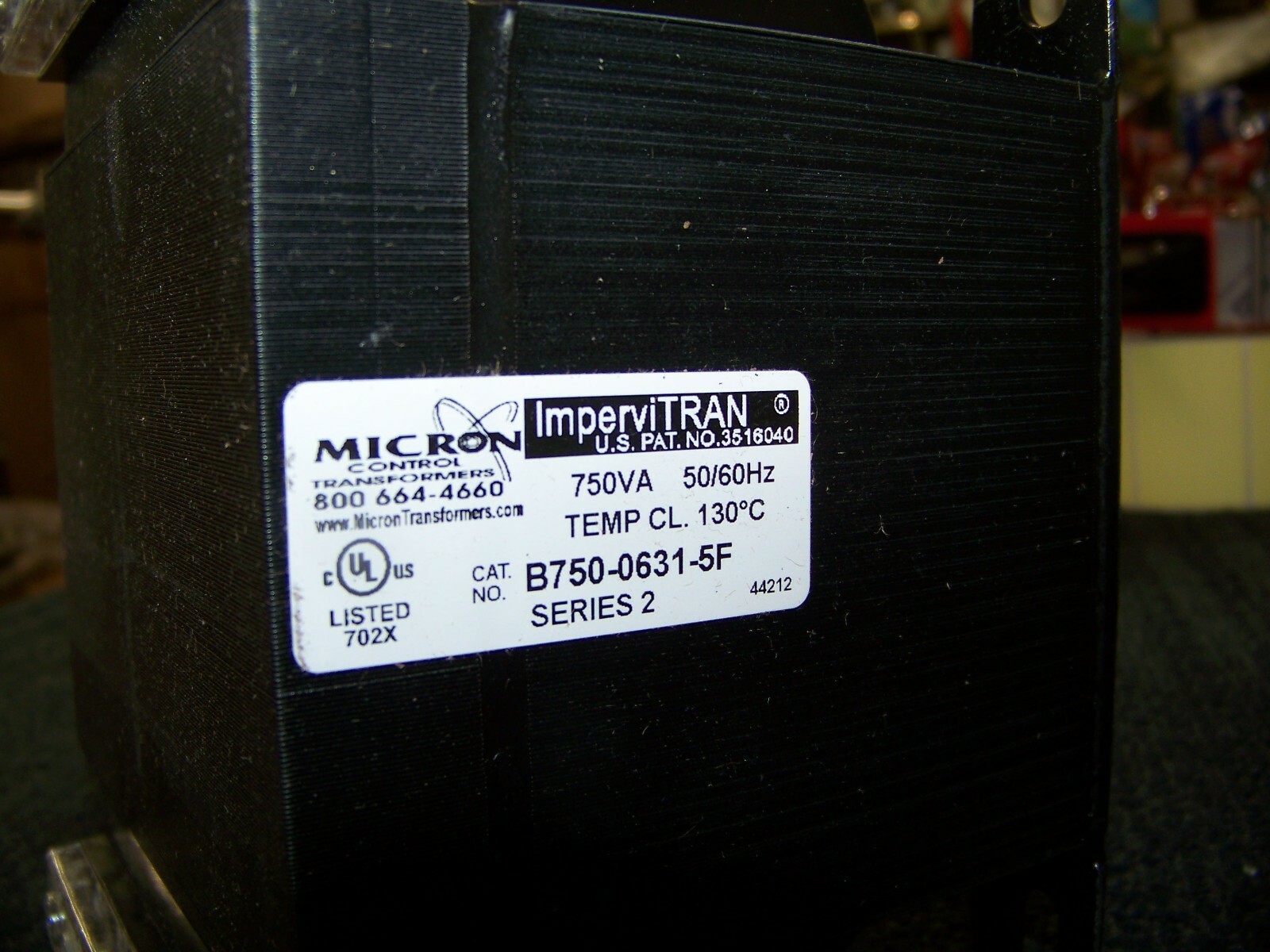 Micron ImperviTran 750VA 50/60 Hz Series 2 Temp CL 130 Degrees C B750 ...