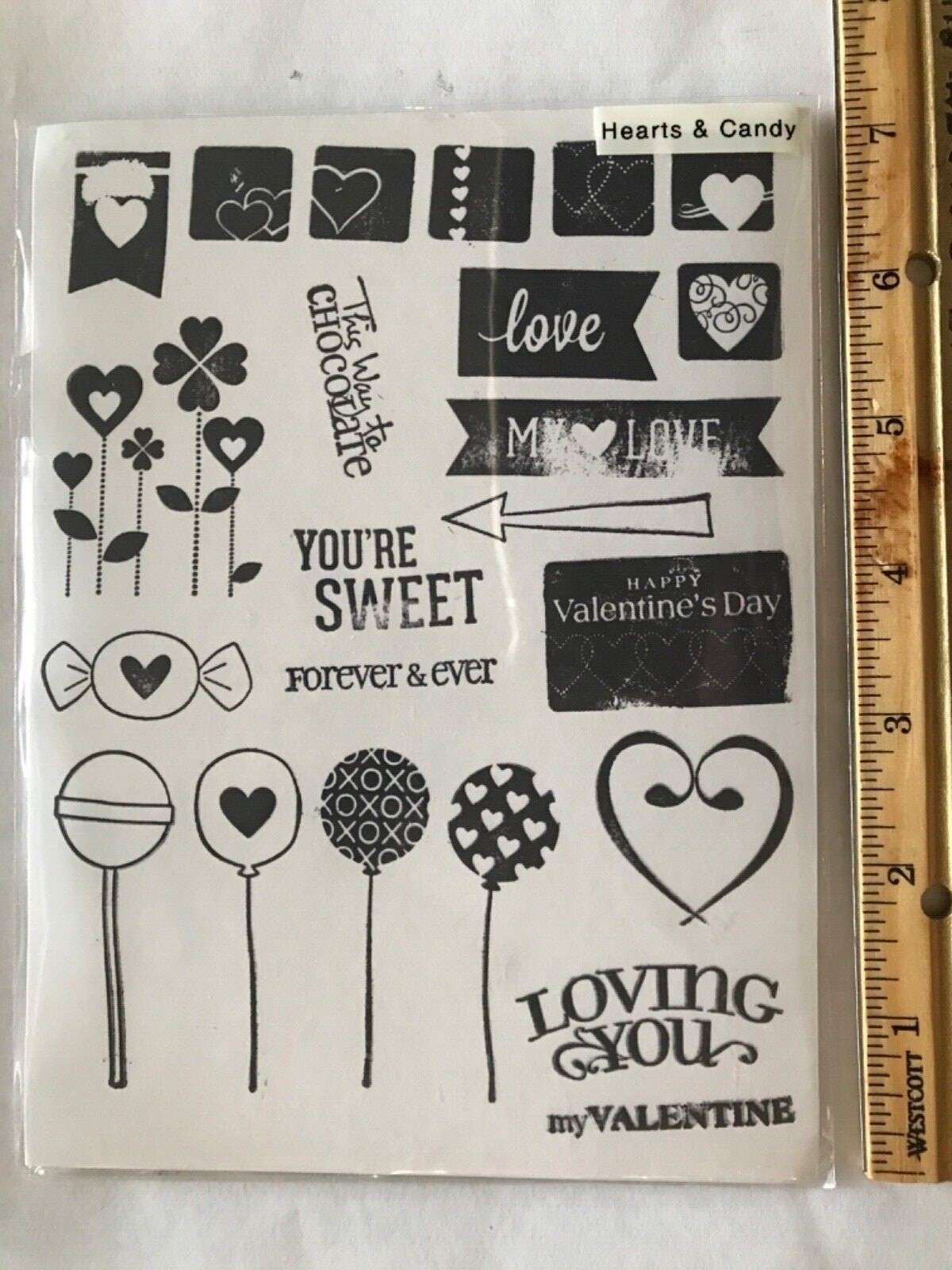 valentine clear stamp set hearts cabdy love 23 stamps used lightly | eBay