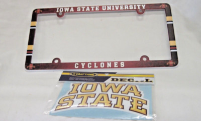 IOWA STATE CYCLONES PLASTIC LICENSE/TAG PLATE FRAME / 6" ARCH DECAL | eBay