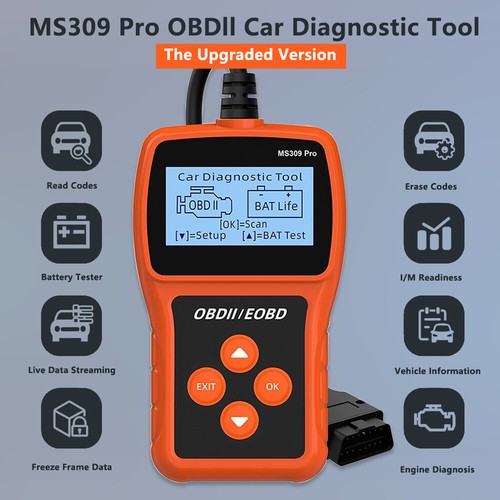 Car OBD2 Scanner Fault Code Reader Check Engine Diagnostic Tool MS309 ...
