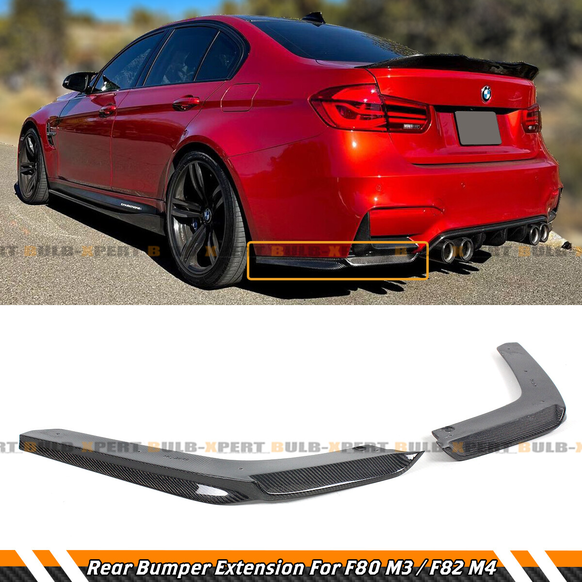 For 15-2020 BMW F80 M3 F82 F83 M4 Carbon Fiber Rear Bumper Side Corner ...
