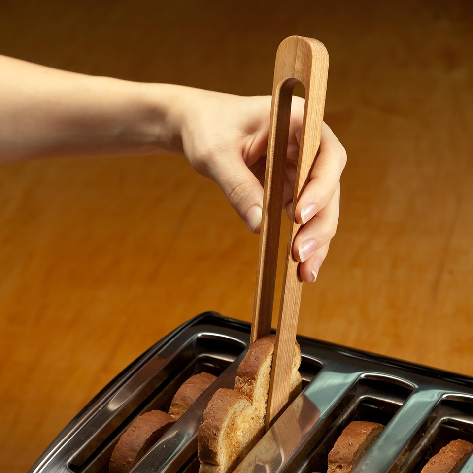 AEX Eco-Friendly Bamboo 2XWooden Toaster Tongs Reusable Kitchen Tool ...