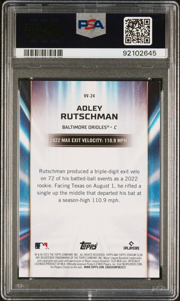 2023 Stadium Club Adley Rutschman #VV-24 Baltimore Orioles Baseball RC ...