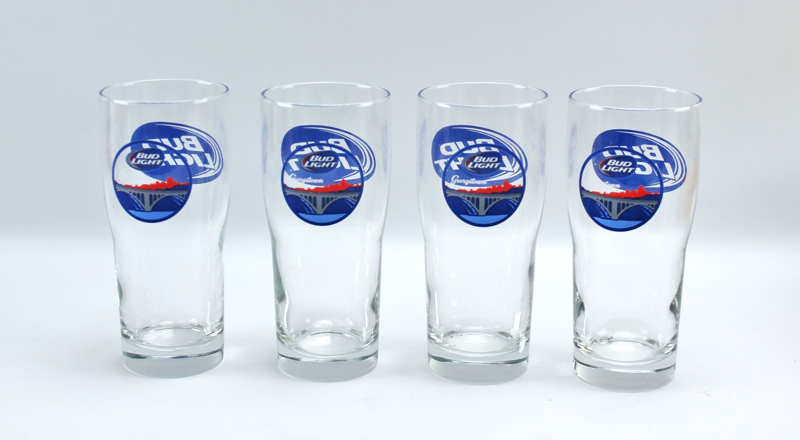 (4) Bud Light GEORGETOWN University Aqueduct Bridge Potomac VA Glass ...