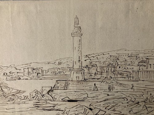 Very Beautiful Drawing Wash Ink 18th Naples Italy Port To Identify Sea ...